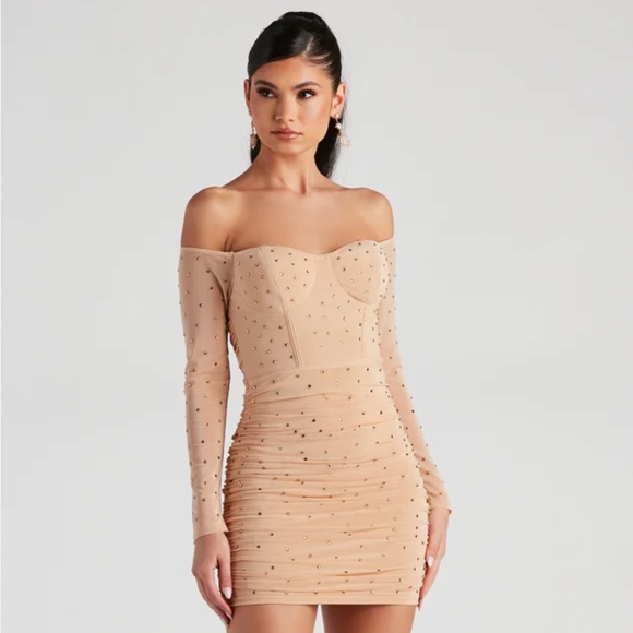 Windsor | Dresses | Windsor Marilyn Rhinestone Mesh Mini Dress | Poshmark